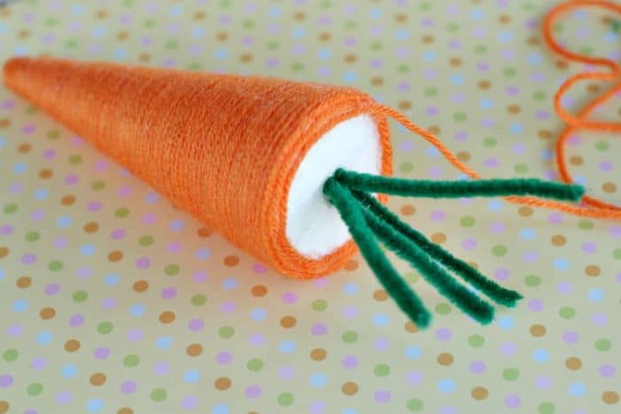 How to Make Yarn Carrots - Cute DIY Easter Craft - Living Locurto
