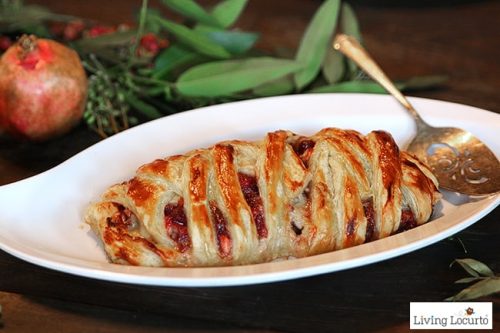 Turkey Cranberry Baked Brie Braid - Puff Pastry Leftover Recipe