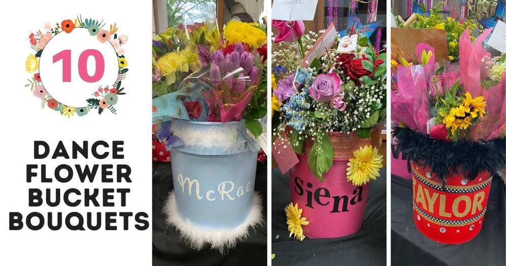 Flower Bucket Bouquets - Drill Team Dance Performance Gift Ideas